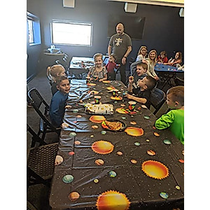 Oojami 4 Pack Plastic Outer Space Table Cover Tablecloth Decorations for Birthday Kids Space Themed Supplies 54"x108" for Large Table