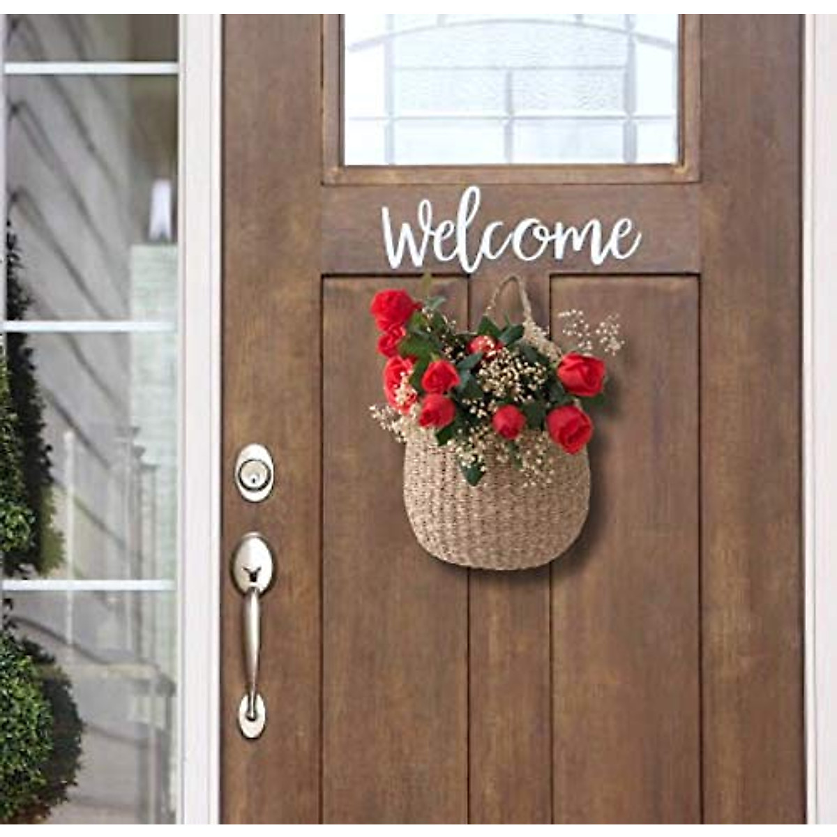 ArteeHome Wall Hanging Medium and Small Storage Baskets, Plant Basket, Woven Wicker Seagrass Hanging Basket, Utensils Holder for Kitchen, Front Door Basket, Boho Chic Decor, Set of 2 pcs