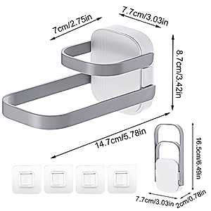 LINFIDITE 2 Pack Clothes Hanger Organizer Hanger Storage Organizer Stacker Double Layers Foldable Hanger Holder Rack Wall Mounted Clothes Hanger Clips Organizer for Laundry Room Balcony Bathrooms,Grey