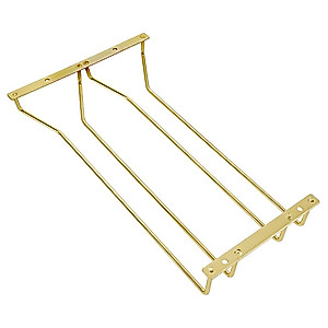 Dianoo 35.5cm Gold Wine Glass Rack, Under Cabinet Wine Glass Holder, Stemware Rack, Hanging Stemware Holder For Kitchen Bar, 2 Rows