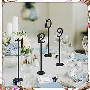 30 Pcs Table Numbers Wedding 1-30 Table Numbers Wood Table Numbers for Wedding Reception Stands Seat Numbers with Holder Base Table Numbers for Wedding Party Event Catering (Black)
