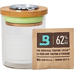 STASHLOGIX Bamboo SmartJar Dispensary Packaging - Airtight Odor Proof Container with Humidity Sensor (Small)