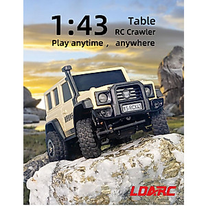 LDARC X43 Crawler RC Car 1:43 Full Scale Simulation RC Off-Road Vehicle 4WD Mini Climbing Toy with Remote Control (RTR Desert Yellow)