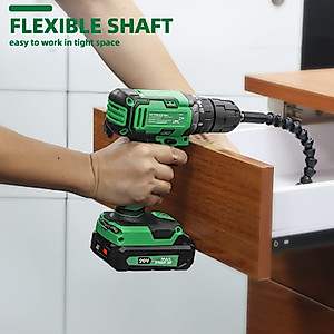 ALTOCRAFT Cordless Drill/Driver Kit 3/8",20V Max Electric Battery Power Drill Set w/22-Piece Accessories,Keyless Chuck,Variable Speed,LED Light,Drilling Wall Wood Metal