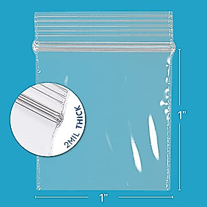 GPI Pack of 100-1" x 1" 2.5 mil Thick, Clear Plastic Jewelry Zip Bags, RECLOSABLE Strong Poly Baggies with Resealable Zip Top Lock for Pills, Meds, Jewelry, Travel, Storage, Packaging & Shipping.