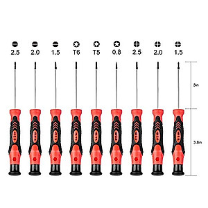 XOOL 9PCS Precision Screwdriver Set, Phillips, Flat, Torx and Pentalobe Screwdriver Set with Case for Phone, Computer, Laptop, Watch, Electronics, Jewelry, Eyeglass