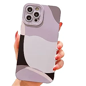 YKCZL Compatible with iPhone 12 Pro Max Case 6.7 Inch, Cute Painted Art Full Camera Lens Protective Slim Soft Shockproof Phone Case for Women Girl-Black
