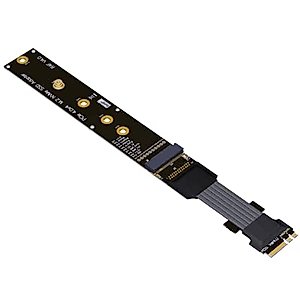 QJJ M.2 WiFi Key A.E 4.0 to M.2 NVME Key M Extension Cable (10cm, R54SF 4.0)