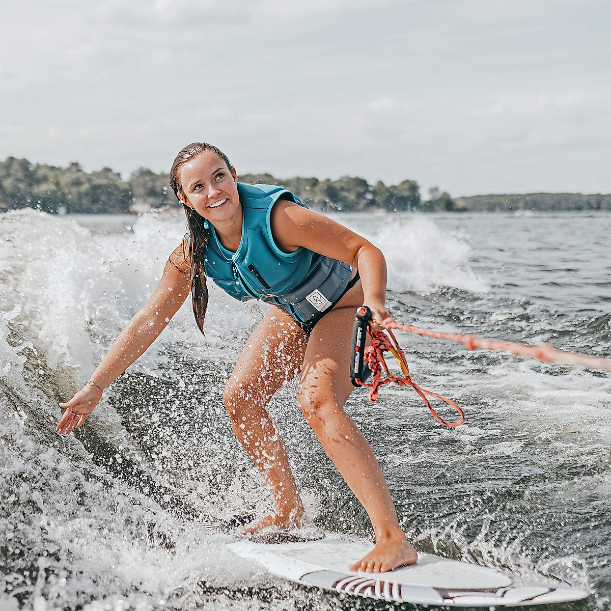 Womens Neoprene Wakesurf Comp Vest - Designed Exclusively for Wake Surfing, but Great for All Other Watersports Activities! (Aqua, XL)