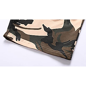 Big Boy's Cotton Casual Classic Fit 8 Inch Inseam Elastic Waist Knit Shorts with Drawstring Pockets Youth 14 Khaki Camouflage