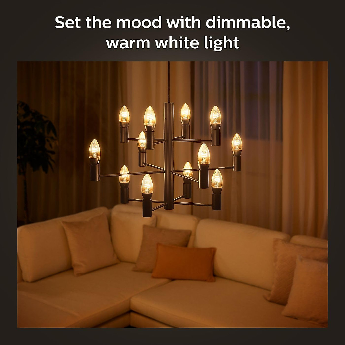 Philips Hue White Ambiance Filament E12 Candle Bulb Full Range of White Light, Compatible with Alexa, Google Assistant, and Apple HomeKit, Black