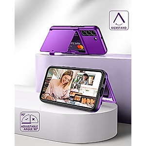 WeLoveCase Samsung Galaxy S22 Case Wallet Case with Credit Card Holder & Hidden Mirror, All-Round Protection Shockproof Phone Cover Designed for Samsung Galaxy S22 5G, 6.1 inch Purple