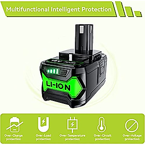 【Upgraded 7000mAh】 2Pack Replacement for Ryobi 18V Battery Lithium ONE+ P108 P102 P103 P104 P105 P107 P109 P122 Cordless Power Tools Battery with LED Indicator