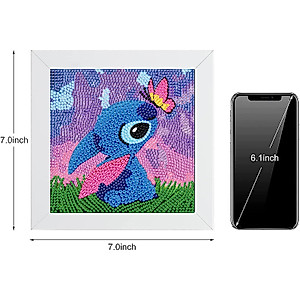 xackcme Stitch Diamond Painting Kits for Kids with Frame,Cartoon Diamond Art for Kids Ages 4-8-12,Easy Kids Gem Art Kit with Beautiful Package for Gift Home Wall Decor(7x7inch), CC015