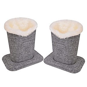 Baitaihem Pack of 2 Plush Lined Eyeglasses Holder Stand Protective Glasses Case For Desks Or Nightstands, Canvas (gray)