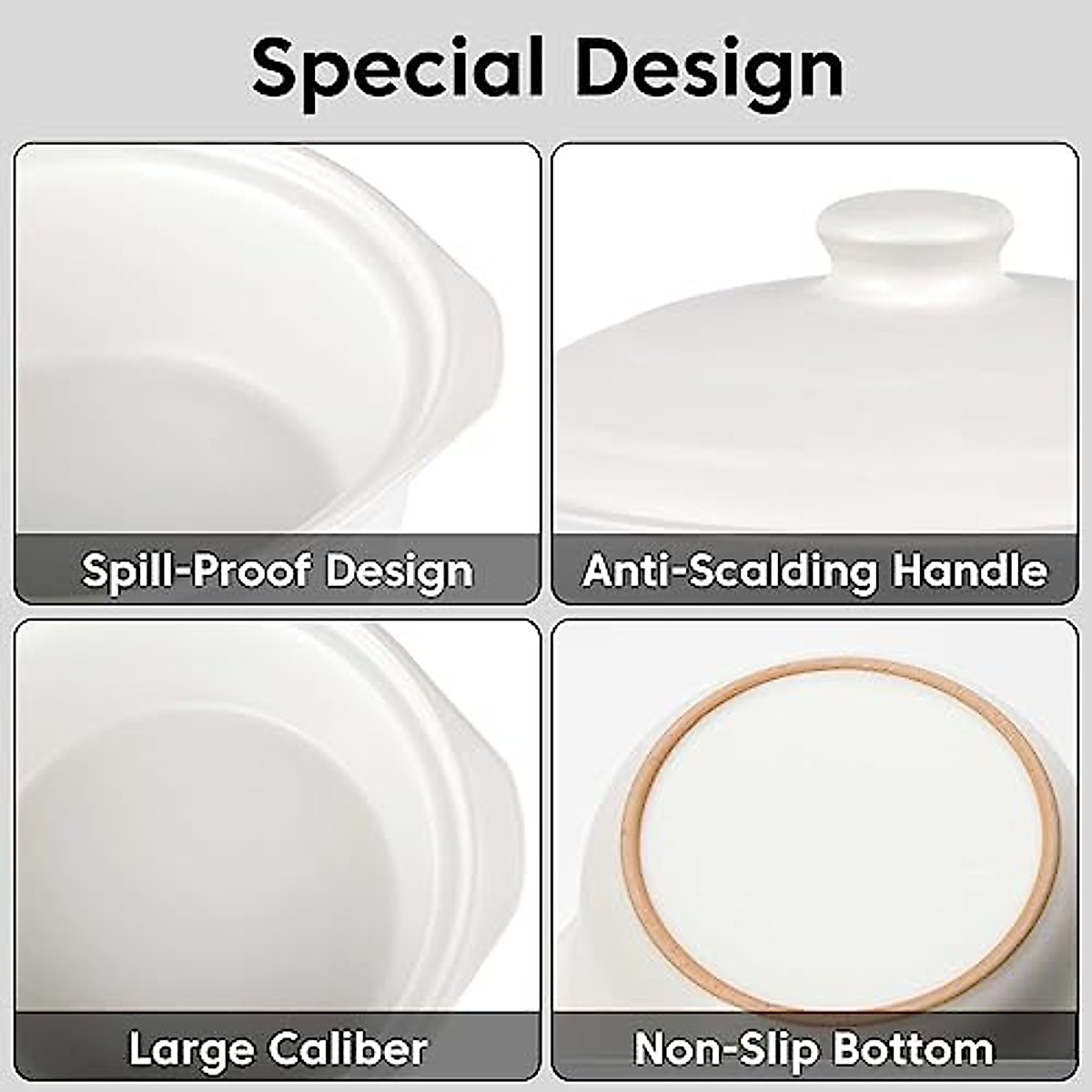 1.9-Quart Ceramic Pots for Cooking with Lid, Clay Pot for Cooking, Earthenware Pot, Chinese Ceramic Casserole, Earthen Pot Cookware Stew Pot Stockpot