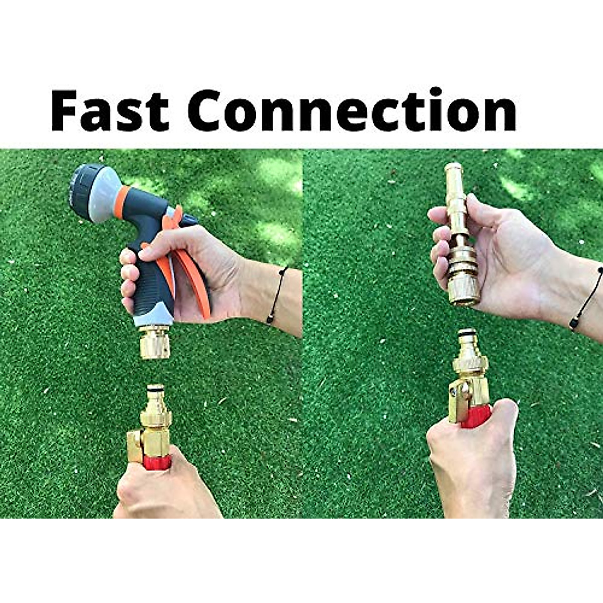 MAXFLO Garden Hose Quick Connect Garden Hose Fittings [3 Pack] Solid Brass Water Hose Quick Connect Fittings Quick Connector | Water Hose Connectors 3/4 inch GHT | Hose Couplers Quick Disconnect