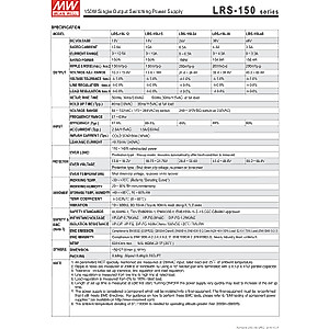 MEAN WELL MW LRS-150-24 24V 6.5A Enclosed-LRS Switching Power Supplies