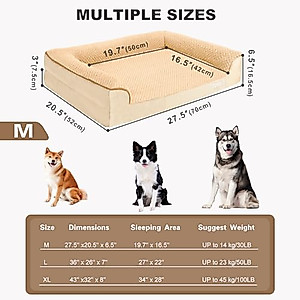 JOYELF Orthopedic Dog Bed for Medium Dogs, Foam Sofa Couch Bed, Bolster Waterproof Pet Bed with Removable Washable Cover and Nonskid Bottom, Durable Dog Bed Couch for Medium Dogs -Khaki