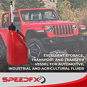 SpeedFX Liquid Storage Container 5 Gallon Capacity Red Plastic With Filler Hose and Cap