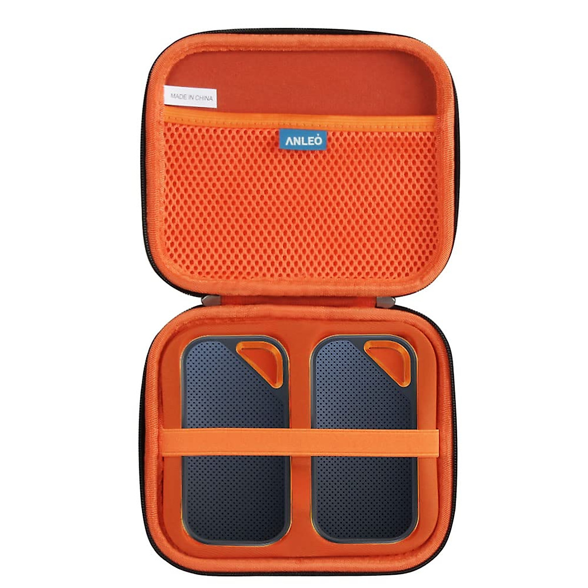 Anleo Hard Travel Case for SanDisk 500GB 1TB 2TB 4TB Extreme PRO Portable SSD (Black+Orange, Case for 2 Hard Drives)