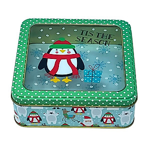 3 Christmas Cookie Tins- Christmas Cookie Tins with Lids for Gift Giving, Christmas Tins Holiday Cookie Boxes, Christmas Tins for Cookies and Gifts- 3 Nested Metal Cookie Tins (Christmas Cookie Tin)