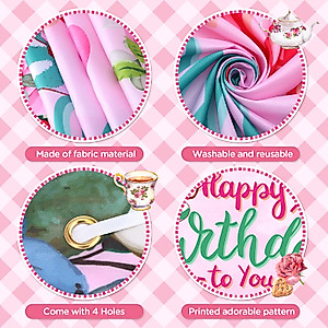 Floral Tea Party Decorations Floral Happy Birthday Banner Large Pink Floral Teapot Themed Birthday Photo Booth Backdrop Background for Birthday Baby Shower Anniversary Tea Party Supplies 71 * 44 inch
