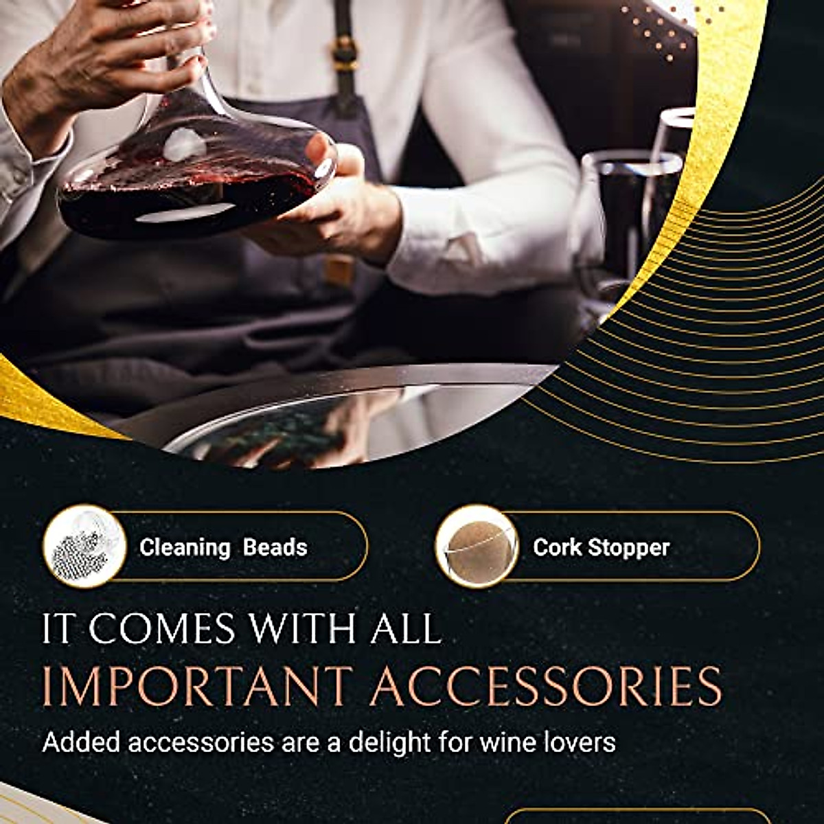 Le Portteus Wine Decanter With Stopper And Cleaning Beads, Hand Blown Glass, Crystal Decanter Wine Carafe And Aerator, Perfect Wine Gifts For Wine Lovers And Newlyweds