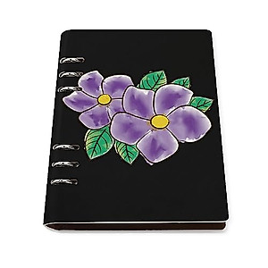 African Violet Flower Notebook Cover 6-Ring Binder Portable Planner Book Loose-Leaf Cover for Home Office