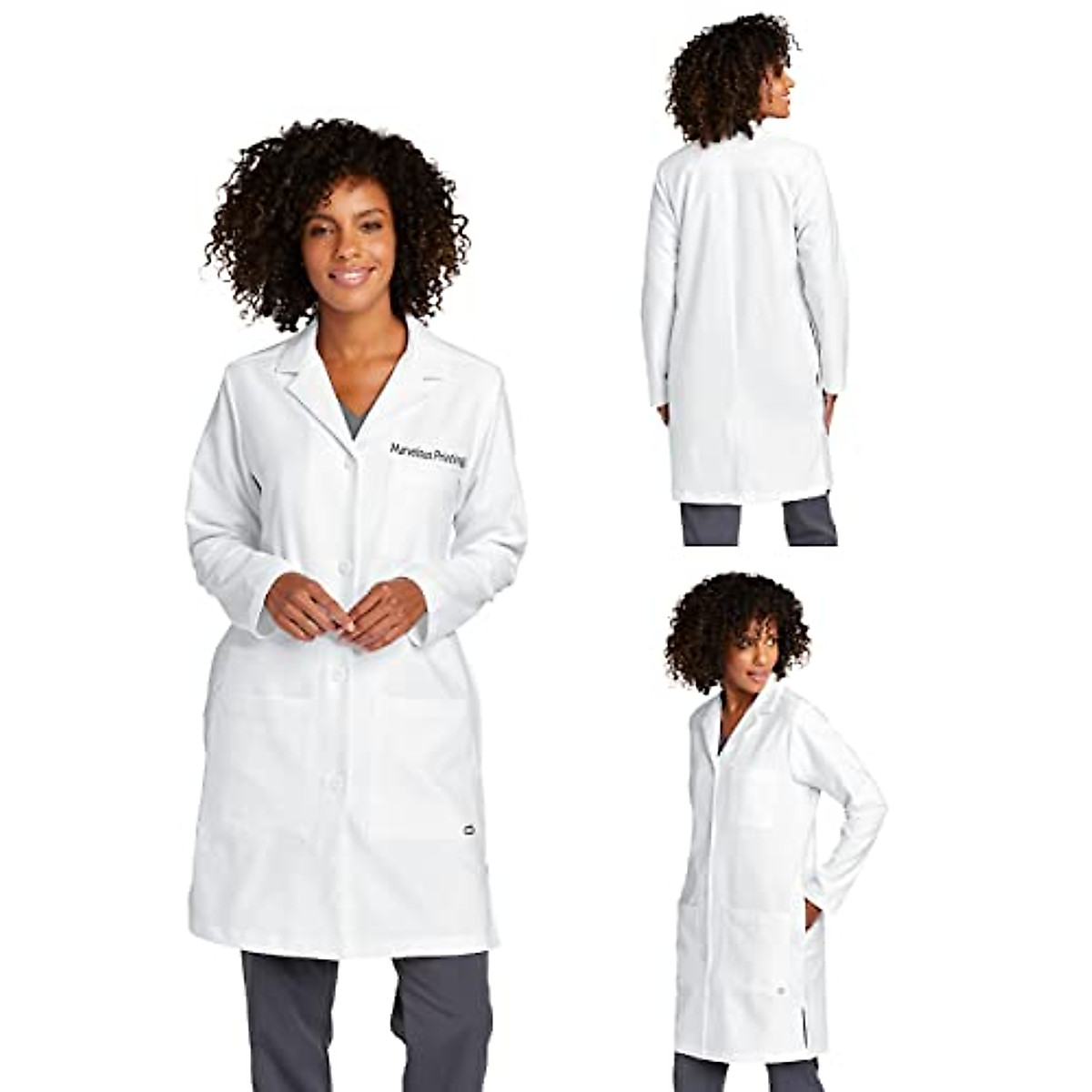 Womens Embroidered White Lab Coat - WonderWink® Long Lab Coat - Women's Long Lab Coat Lab Coat - Add a name - Business Name - Personalized Lab Coat with Name (XL)