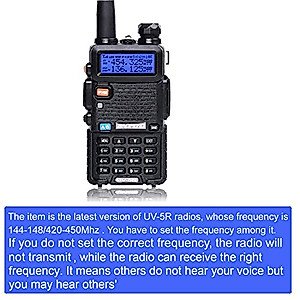 Baofeng UV-5R 8 Watt Ham Two Way Radio Upgrade Version (144-148/420-450Mhz), Dual Band Walkie Talkie 1800mAh Li-ion Battery