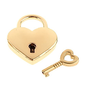 Warmtree Small Metal Heart Shaped Padlock Mini Lock with Key for Jewelry Box Storage Box Diary Book,Pack of 2,Gold