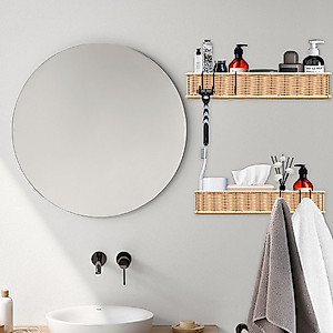 kuchisity Shower Caddy, 3 Pack Shower Caddy Shelves Organizer Rack No Drilling Wall Mounted Self Adhesive Shower Shelves, Wicker Shower Rack for Home Decor - Natural