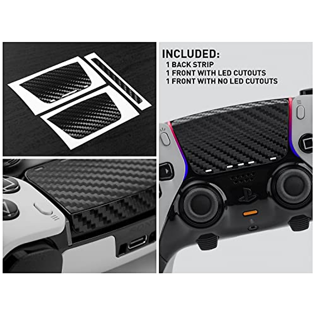 Skin Compatible with Dualsense Edge - TouchProtect Cover to Protect, Add Style, & Enhance Your PS5 Dualsense Controller's Trackpad with Texture! (Carbon Fiber - Black)
