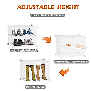 HOMIDEC Clear Shoe Organizer, 3 By 8 Tier Shoe Rack Shoe Storage Cabinet Stackable Shoe Storage For Closet Hallway Living Room Bedroom (Transparent)