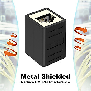 VCELINK RJ45 Inline Coupler, Ethernet Cable Extender for Cat7/Cat6A/Cat6/Cat5 Cable 10Gbps, Shielded Network Coupler Female to Female 2-Pack, Black