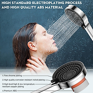 D DUSSAL Handheld Shower Head, High Pressure 7-mode Shower Head, Hand Held Shower Head, 202 Anti-clogging Silicone Nozzles, Built-in Power Wash to Clean Tub, Clean Corner,Tile & Pets - Chrome