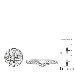 Dazzlingrock Collection 0.15 Carat (ctw) 14K Round Cut Diamond Wedding Stackable Contour Guard Band, White Gold, Size 7