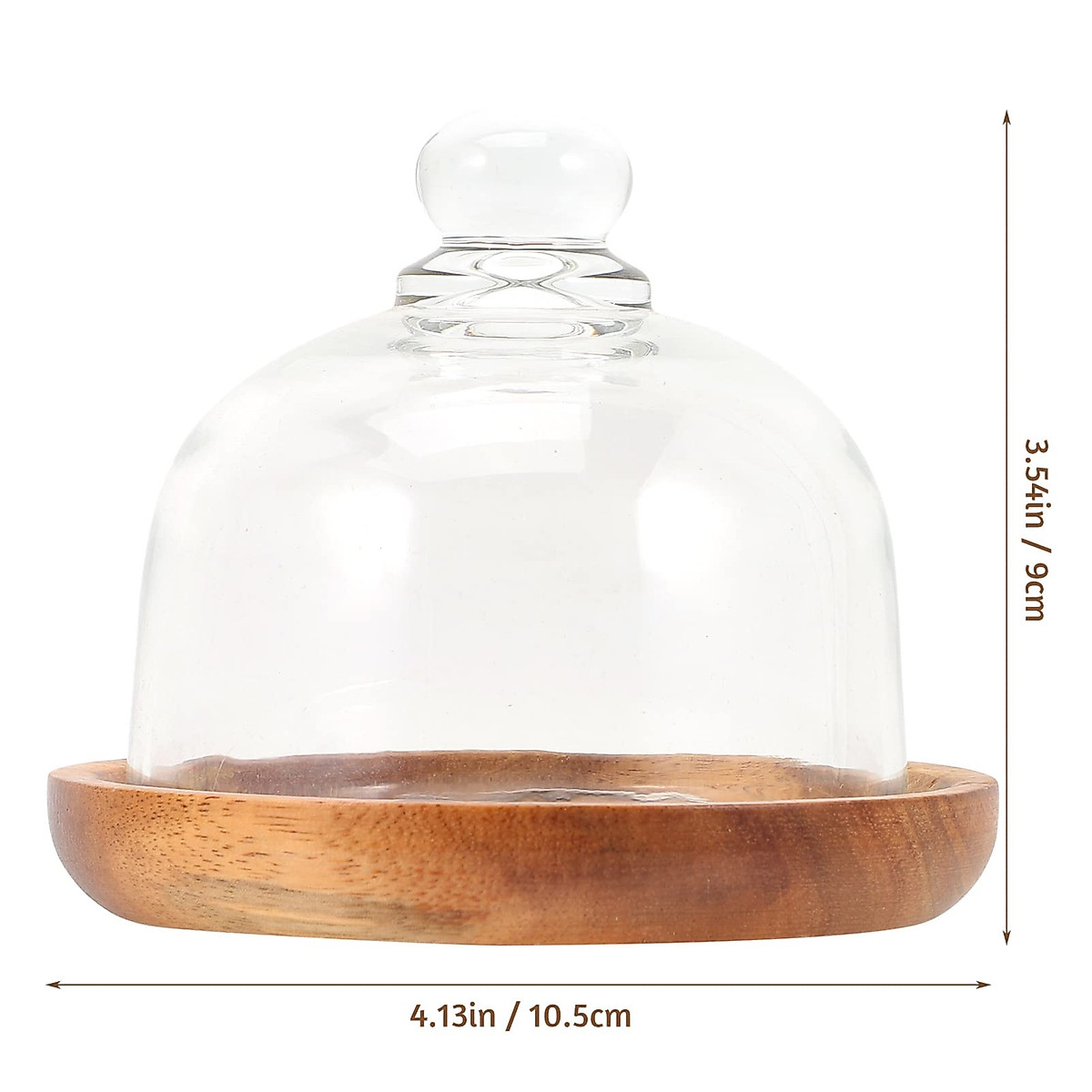 OUNONA Glass Cake Pan Cake Cover Wood Cake Stand with Dome Glass Cake Dome Cover Cheese Cloche Dome Glass Flower Cover Glass Cake Stand Dessert Display Cover Wooden Paper Cup Bracket