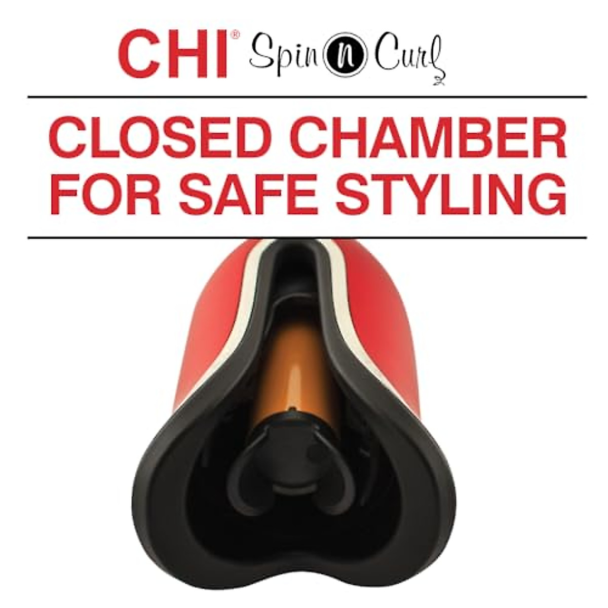 CHI Spin N Curl Ceramic Rotating Curler, Ruby Red. Ideal for Shoulder-Length Hair between 6-16” inches.