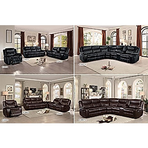 Homelegance 88" Manual Double Reclining Sofa, Black