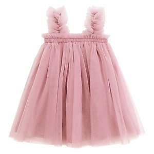 Century Star Baby Girl Dresses First Birthday Outfit Girl 1st Birthday Girl Outfit Baptism Toddler Flower Dress Half Birthday Outfit Easter Tulle Tutu Infant Gifts 12-18 Months A Dusty Rose