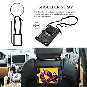 BRAECN iPad Mini 5 Case,iPad Mini 4 Case, Heavy Duty Shockproof Protective Rugged Case with Pencil Holder,Hand Strap,Kickstand, Shoulder Strap for iPad Mini 5th/4th Generation 7.9 Inch for Kids-Black