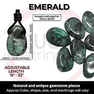 Luck Strings Handcrafted Chakra Necklace – Crystal Gemstone Energy Pendant for Both Men & Women – Amulet for Spiritual Balance – Distinctive Gem Jewelry Gift (emerald)