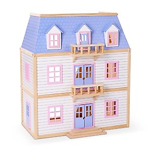 Melissa & Doug Modern Wooden Multi-Level Dollhouse With 19 pcs Furniture [White]