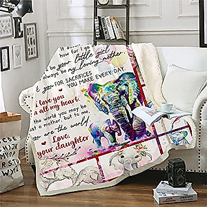 Gifts for Mom from Daughter Birthday Mom Gifts Elephant Mom Blanket - Soft Throw Blankets for Couch Bedroom