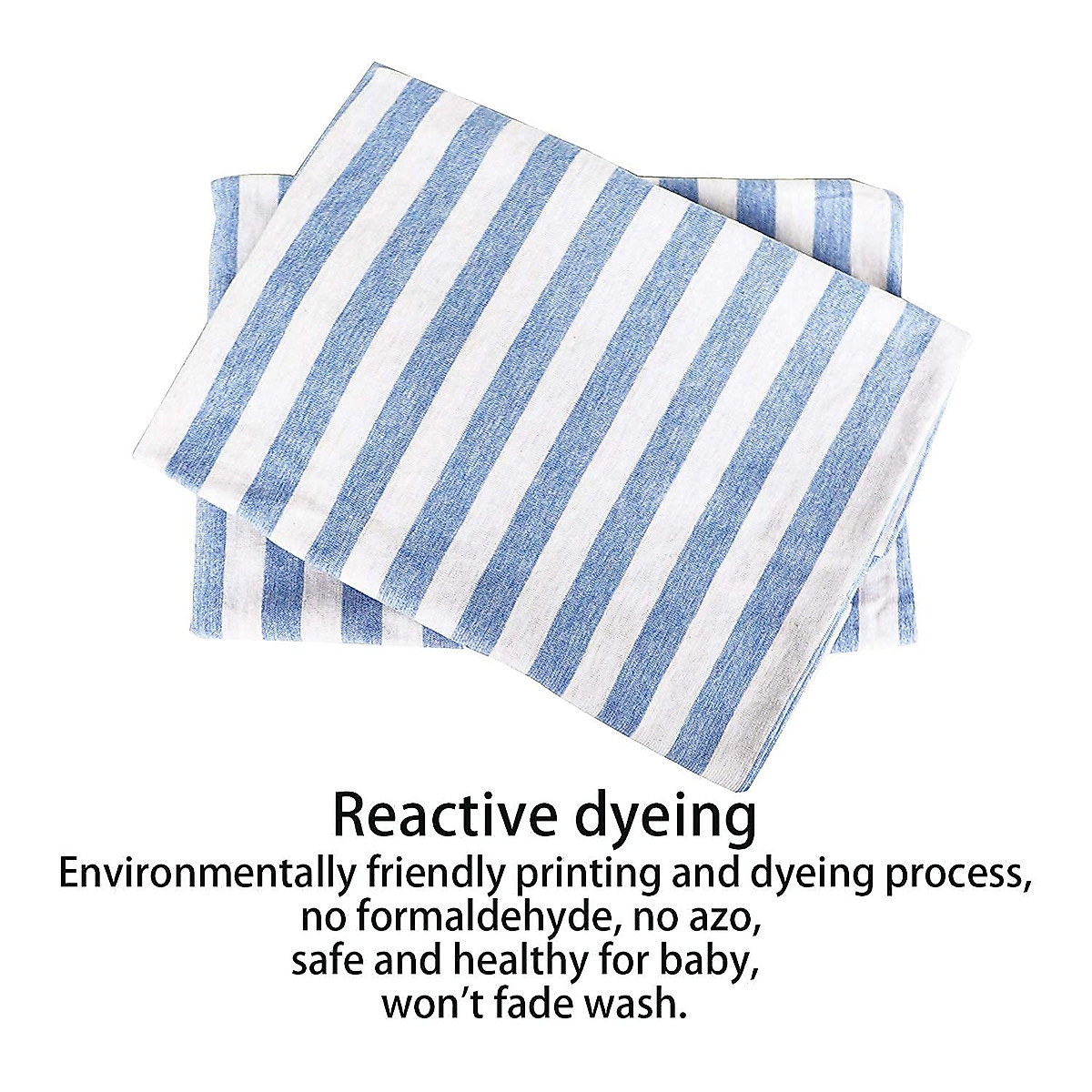 NTBAY 2 Pack Cotton 13" x18" Pillows with Toddler Organic Cotton Pillowcases, Soft Kids Crib Pillows for Sleeping with Envelope Closure Baby Travel Pillow Cases in Daycare Preschool, Blue Striped