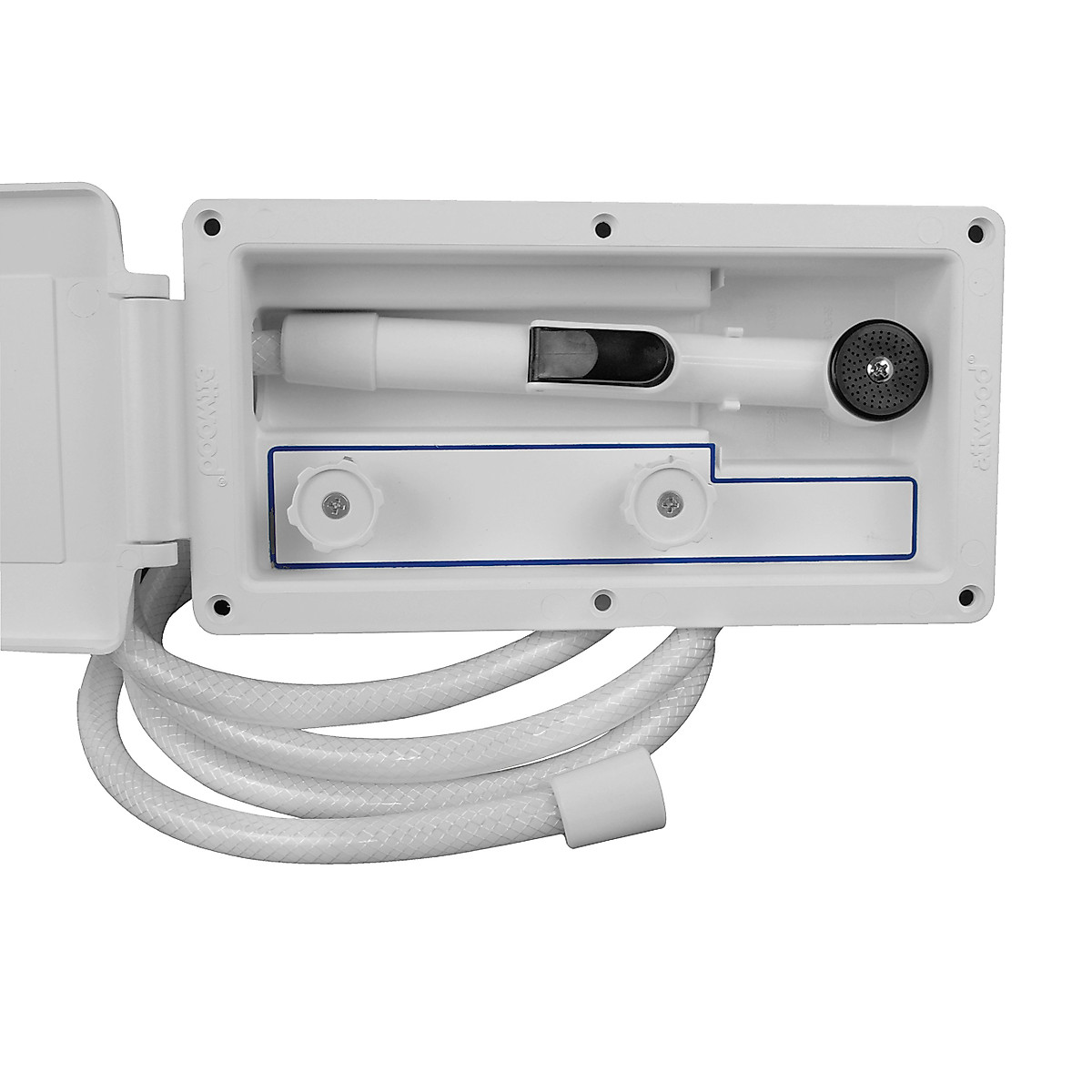 Attwood 4131-4 Aft-Deck Hot and Cold Freshwater Exterior Boat Shower Box Kit