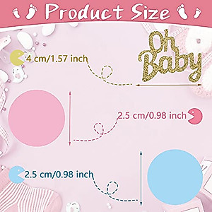 440 Pcs Glitter Gender Reveal Paper Confetti Round Paper Confetti Pink Blue Table Confetti Gold Letter Confetti Double Side Print Party Confetti for Baby Shower Gender Reveal Party (Classic Style)