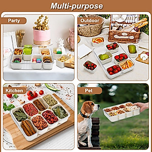 Tenlary Divided Serving Tray with Lid and Handle - Snackle Box Charcuterie Container for Portable Snack Platters-Clear Storage Organizer for Candy,Fruits,Nuts - Perfect for Entertaining Party